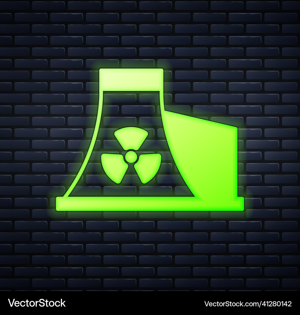 Glowing neon nuclear power plant icon isolated Vector Image