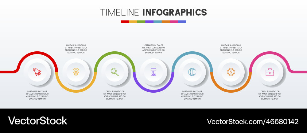 Infographics design template and icons with 7 Vector Image