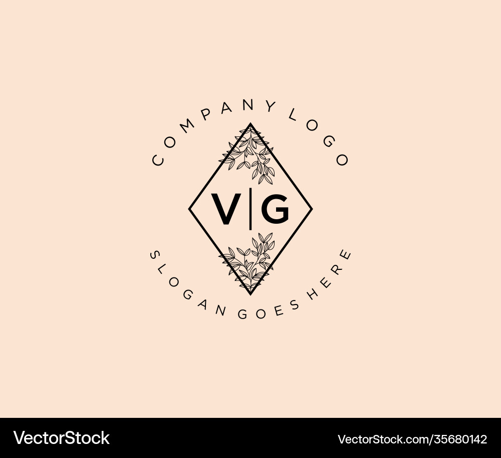 Initial vg letters beautiful floral feminine Vector Image