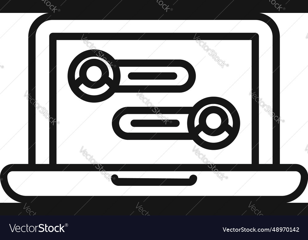 Laptop chat icon outline speech share Royalty Free Vector