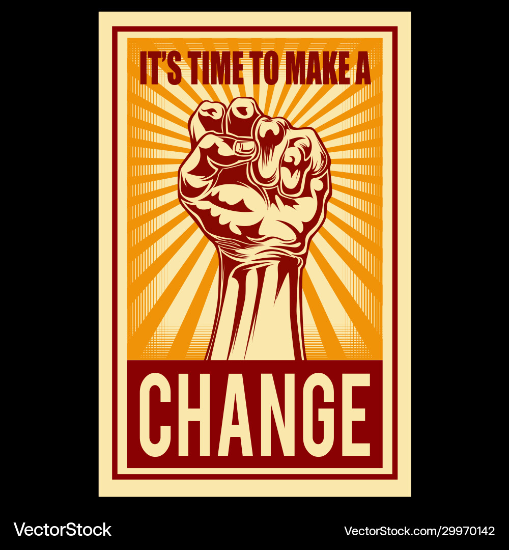 Poster hand change clenched peace symbol 18 Vector Image