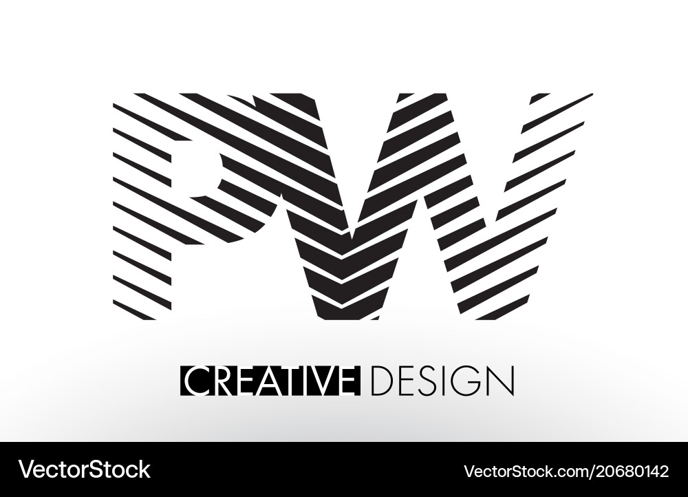Pw p w lines letter design with creative elegant Vector Image