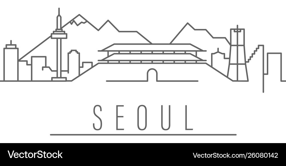 Seoul city outline icon elements cities Royalty Free Vector
