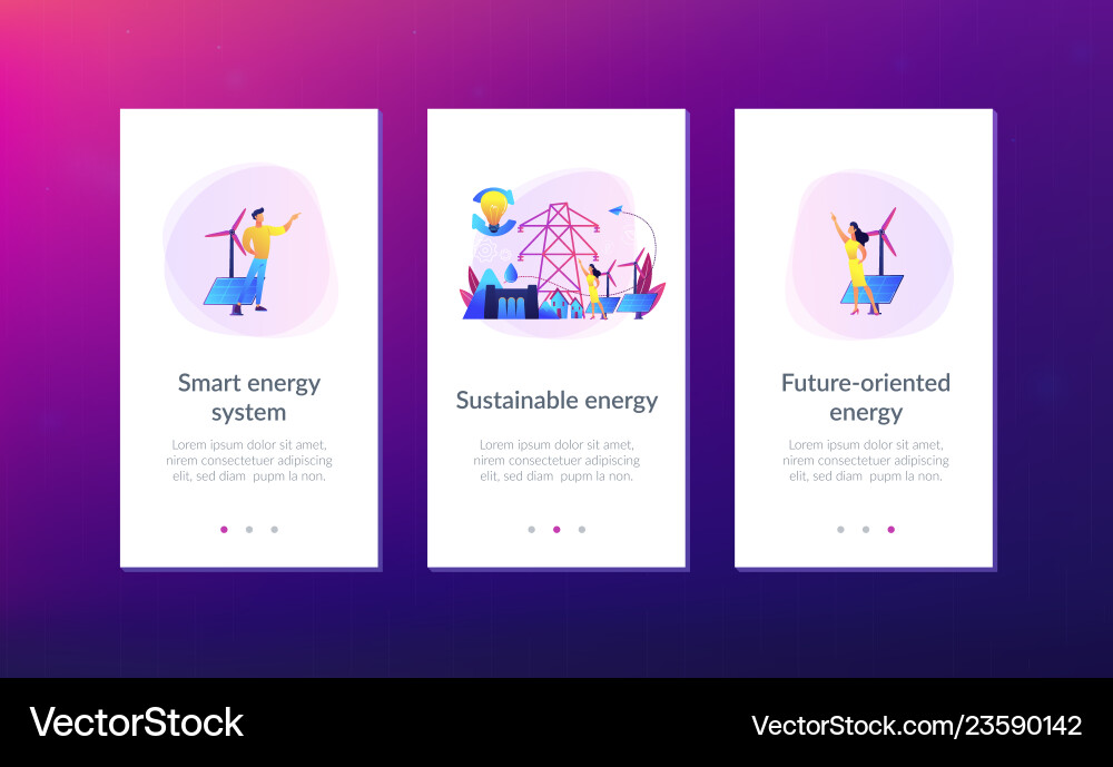 Sustainable energy app interface template Vector Image