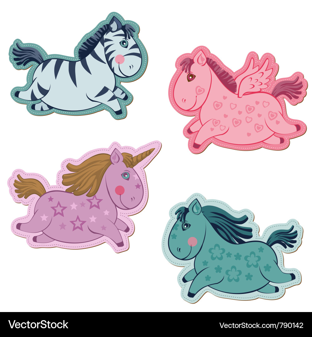 Unicorns horse set Royalty Free Vector Image - VectorStock