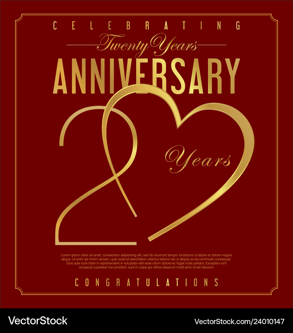 20 years anniversary red and gold background Vector Image