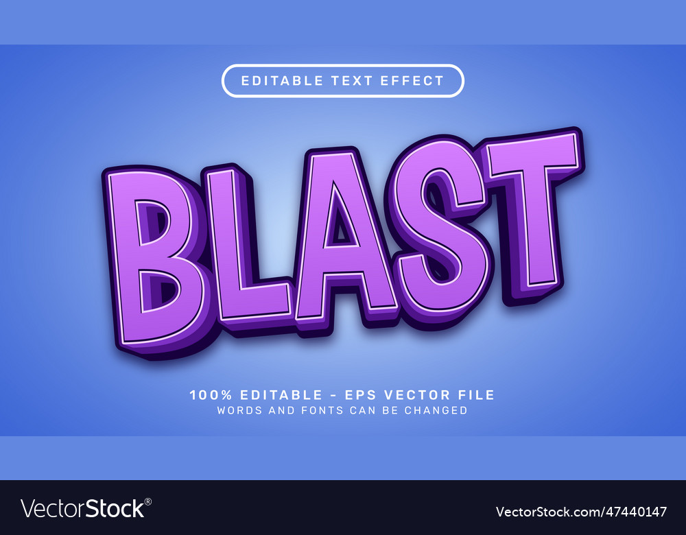 Blast 3d text effect and editable text effect Vector Image
