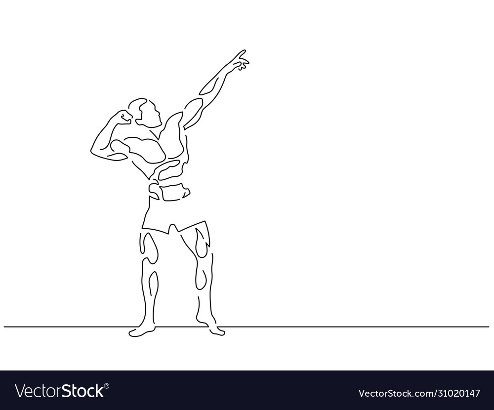 Bodybuilding isolated line drawing Royalty Free Vector Image