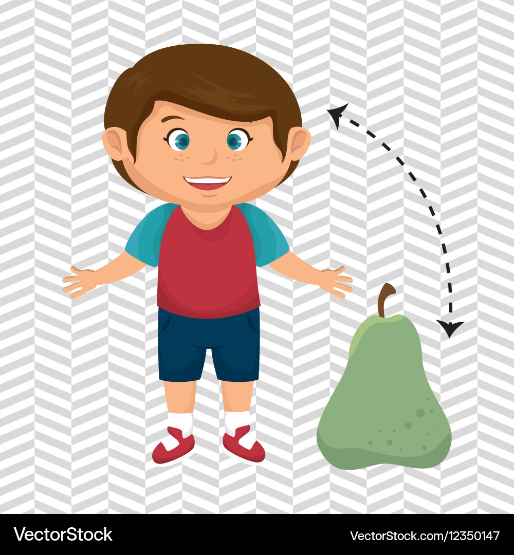 Boy cartoon pear fruit Royalty Free Vector Image