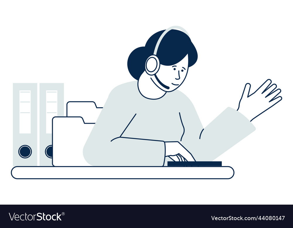 Customer service worker icon woman talking Vector Image