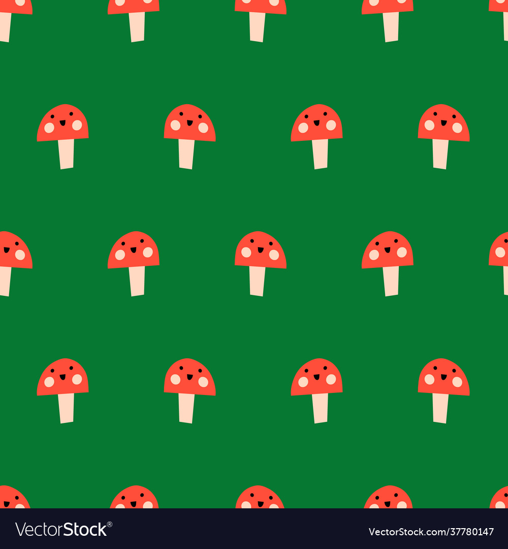 Cute toadstools seamless kids pattern Royalty Free Vector