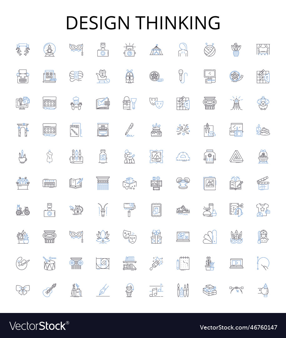 Design thinking outline icons collection design Vector Image Design thinking outline icons collection design Vector Image