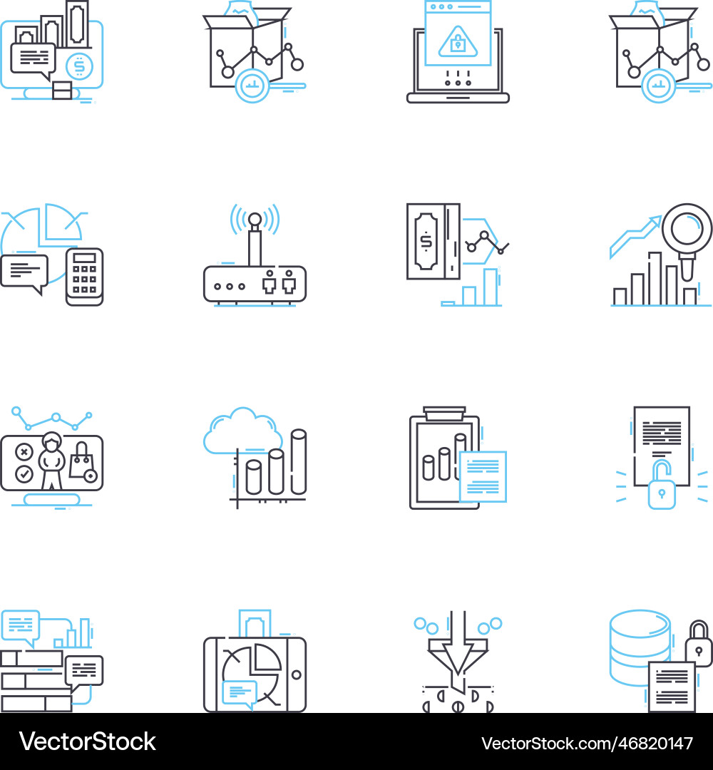 Investment valuation linear icons set assets Vector Image