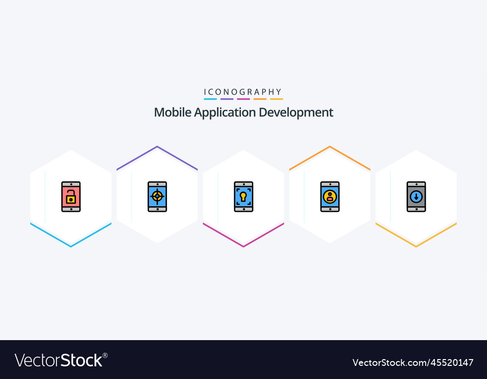 Mobile application development 25 filledline icon Vector Image