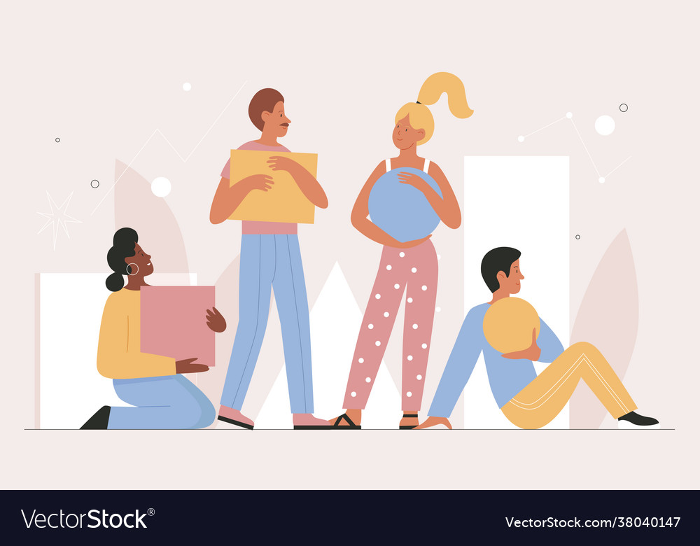 People teamwork to solve creative work problem Vector Image