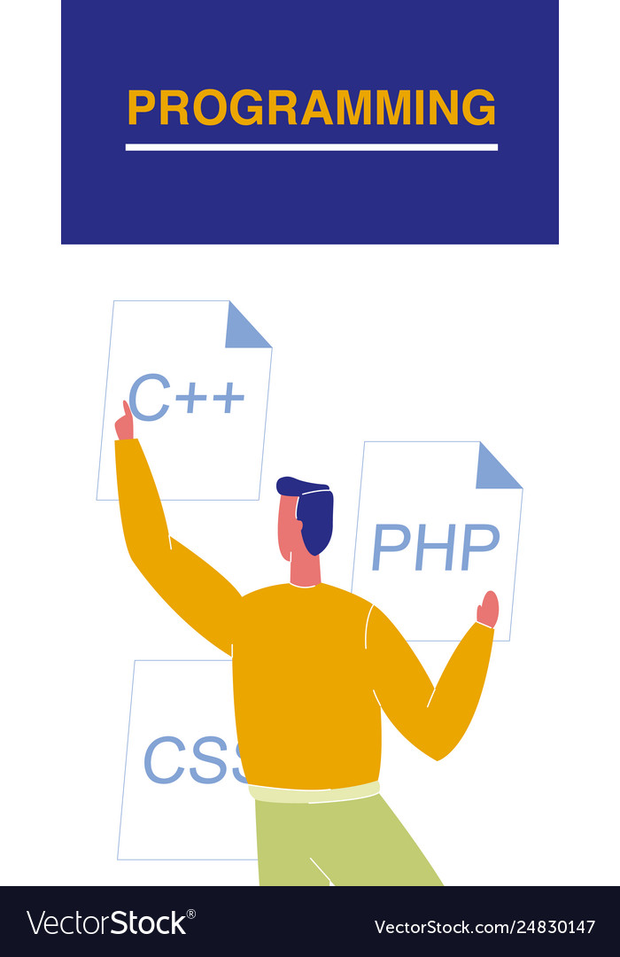 Programming flat brochure flyer with text Vector Image