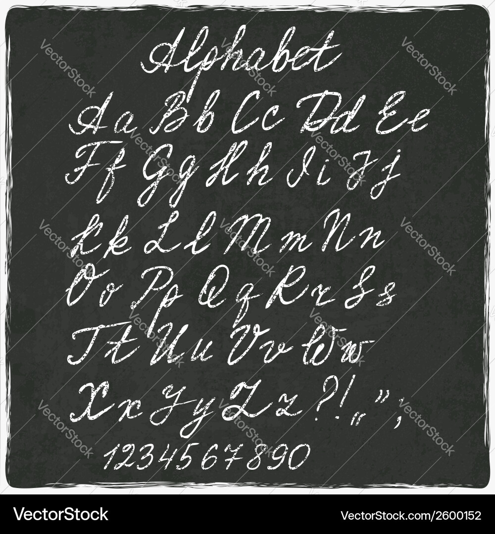 Alphabet old black board Royalty Free Vector Image
