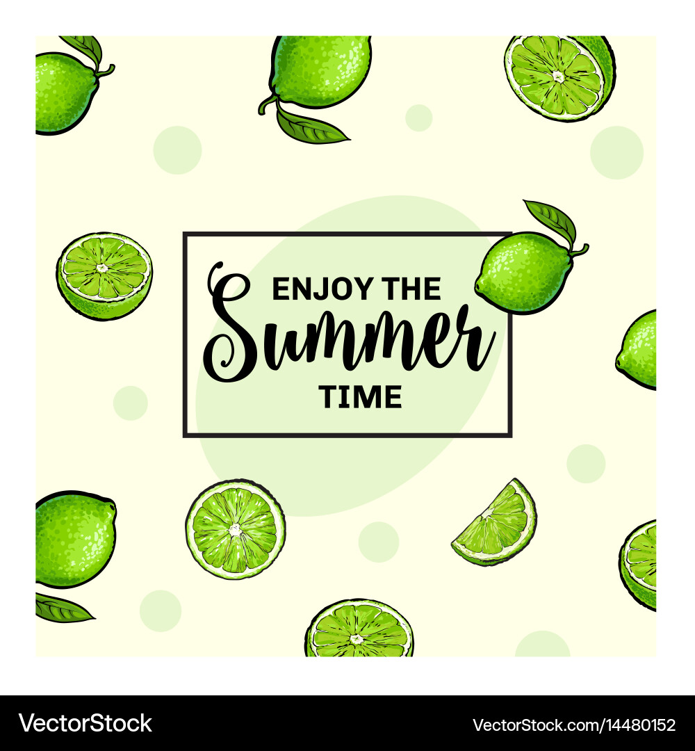 Banner postcard design with limes background Vector Image