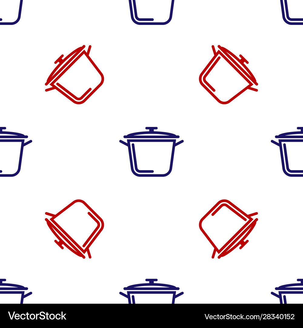 Blue and red cooking pot icon isolated seamless Vector Image
