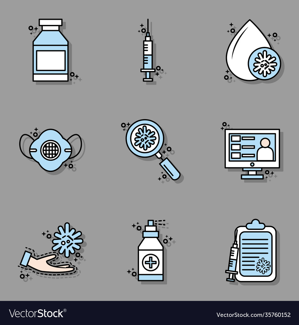 Bundle twenty five covid19 pandemic set line Vector Image