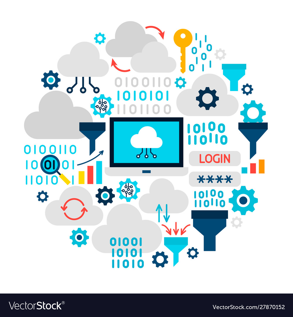 Cloud technology icons circle Royalty Free Vector Image