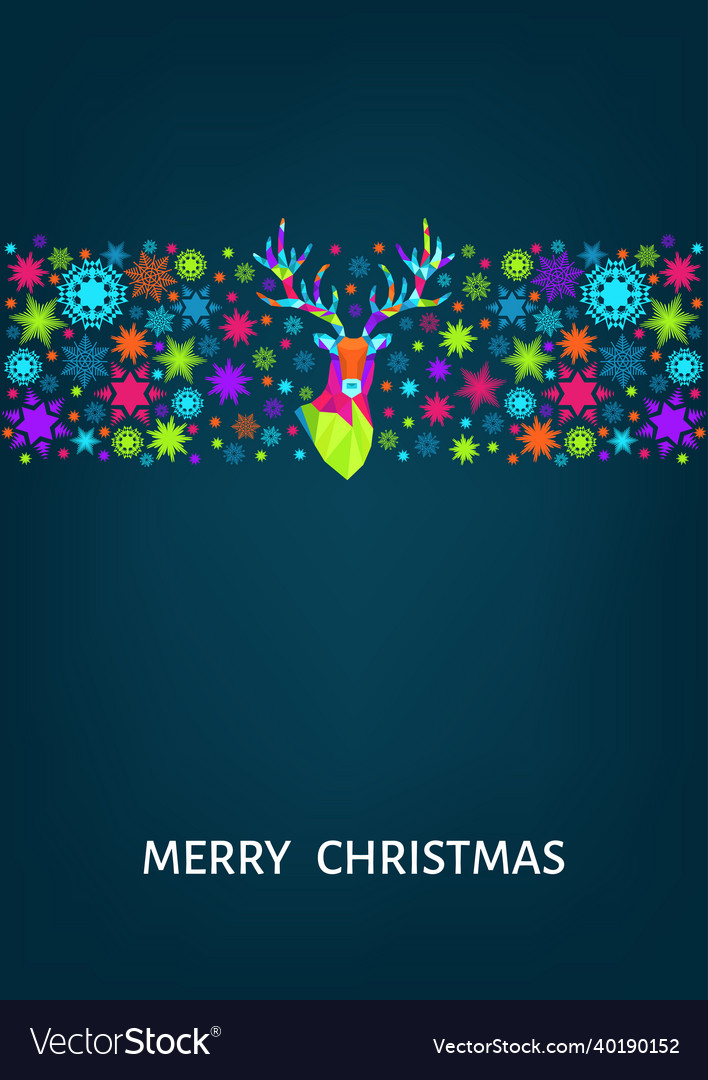 Colorful christmas reindeer and snowflakes Vector Image