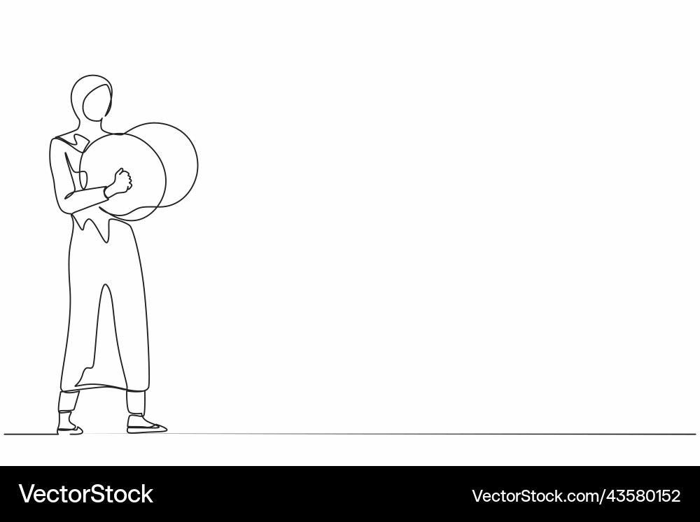 Continuous one line drawing arab female musician Vector Image