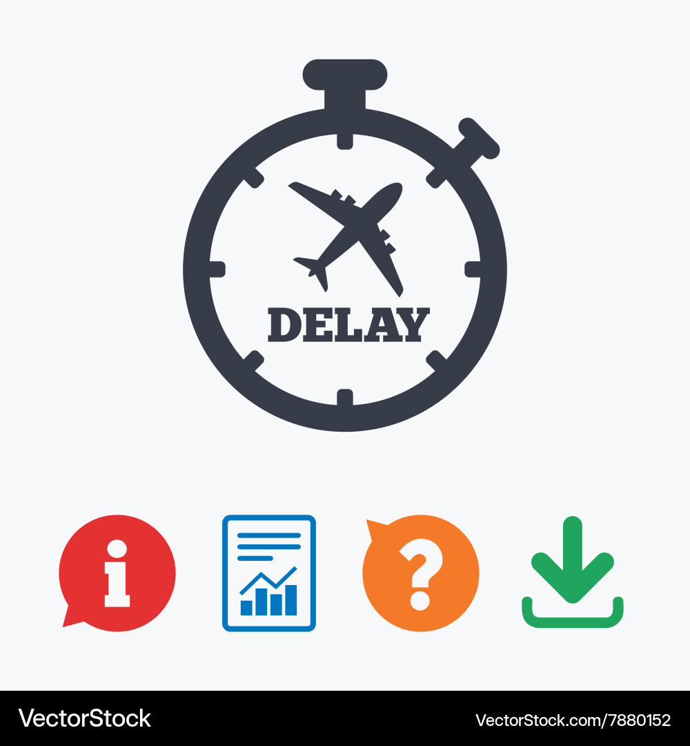 Delayed flight sign icon airport delay symbol Vector Image