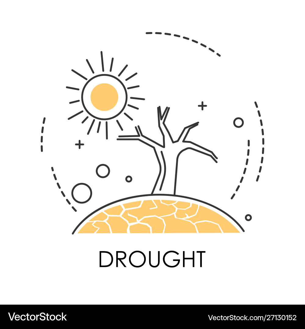Drought isolated icon dry earth and tree desert Vector Image