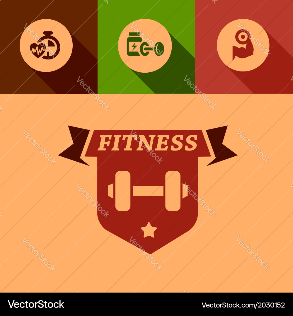 Flat fitness design elements Royalty Free Vector Image
