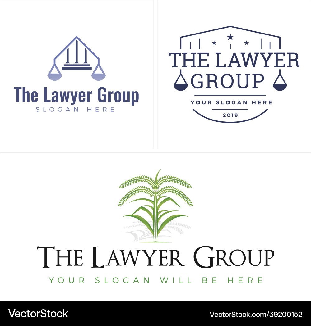 Law scale pillar lawyer emblem logo design Vector Image