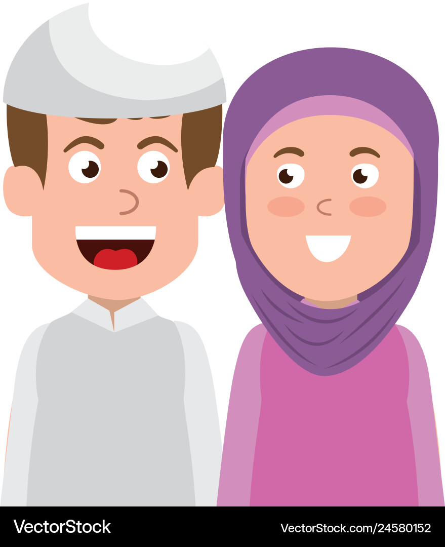 Muslim couple avatars characters Royalty Free Vector Image