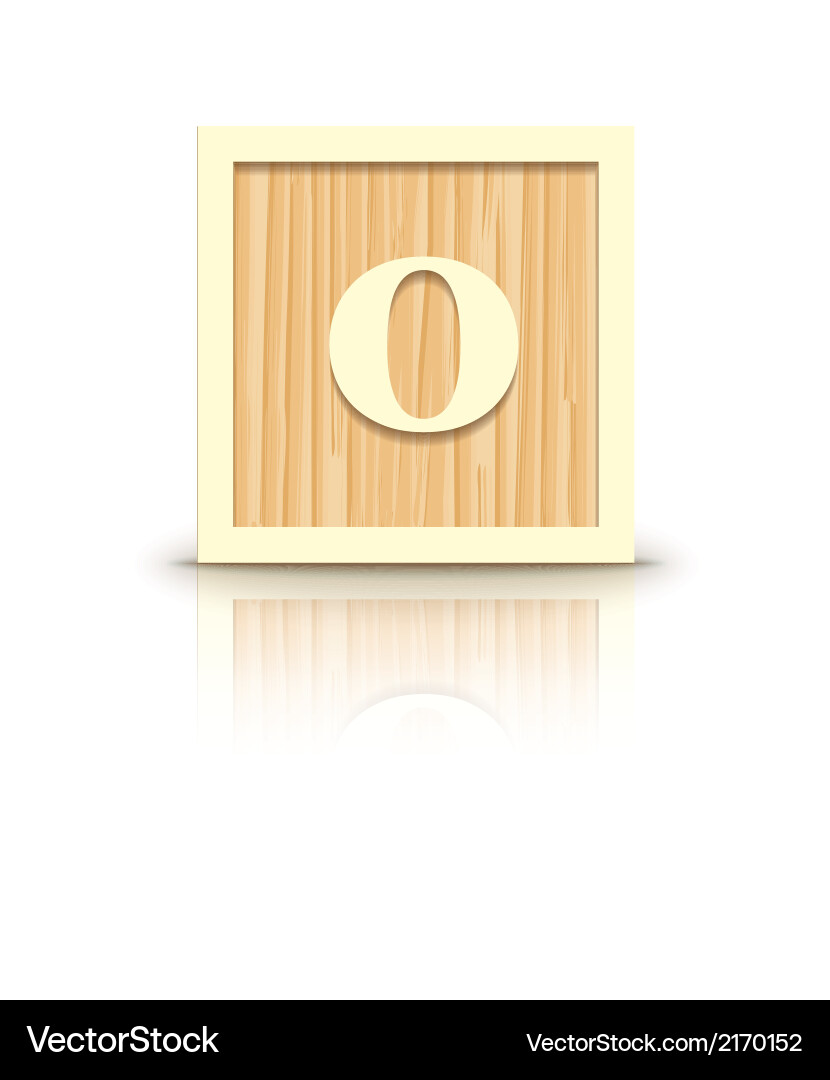 Number 0 wooden alphabet block Royalty Free Vector Image