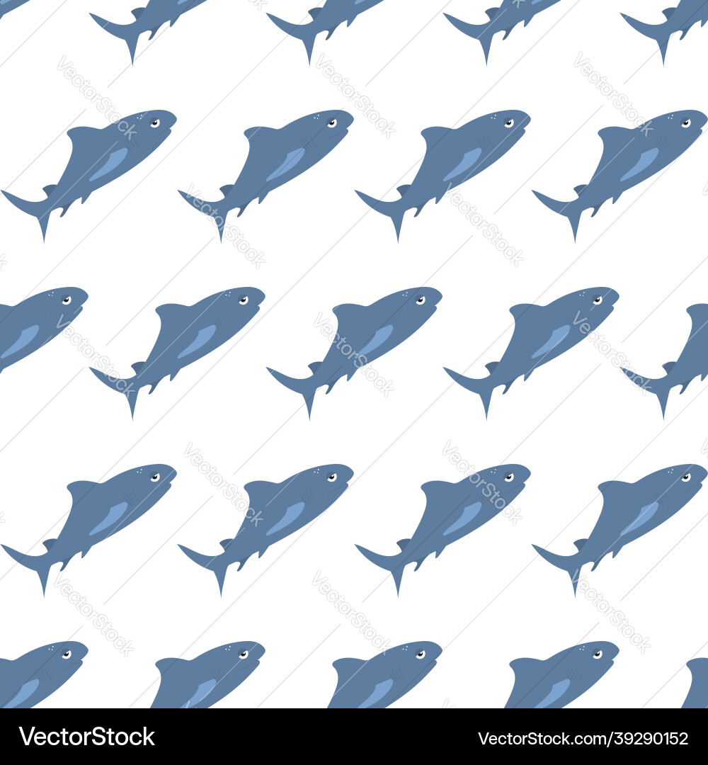 Sea animal seamless pattern with shark undersea Vector Image