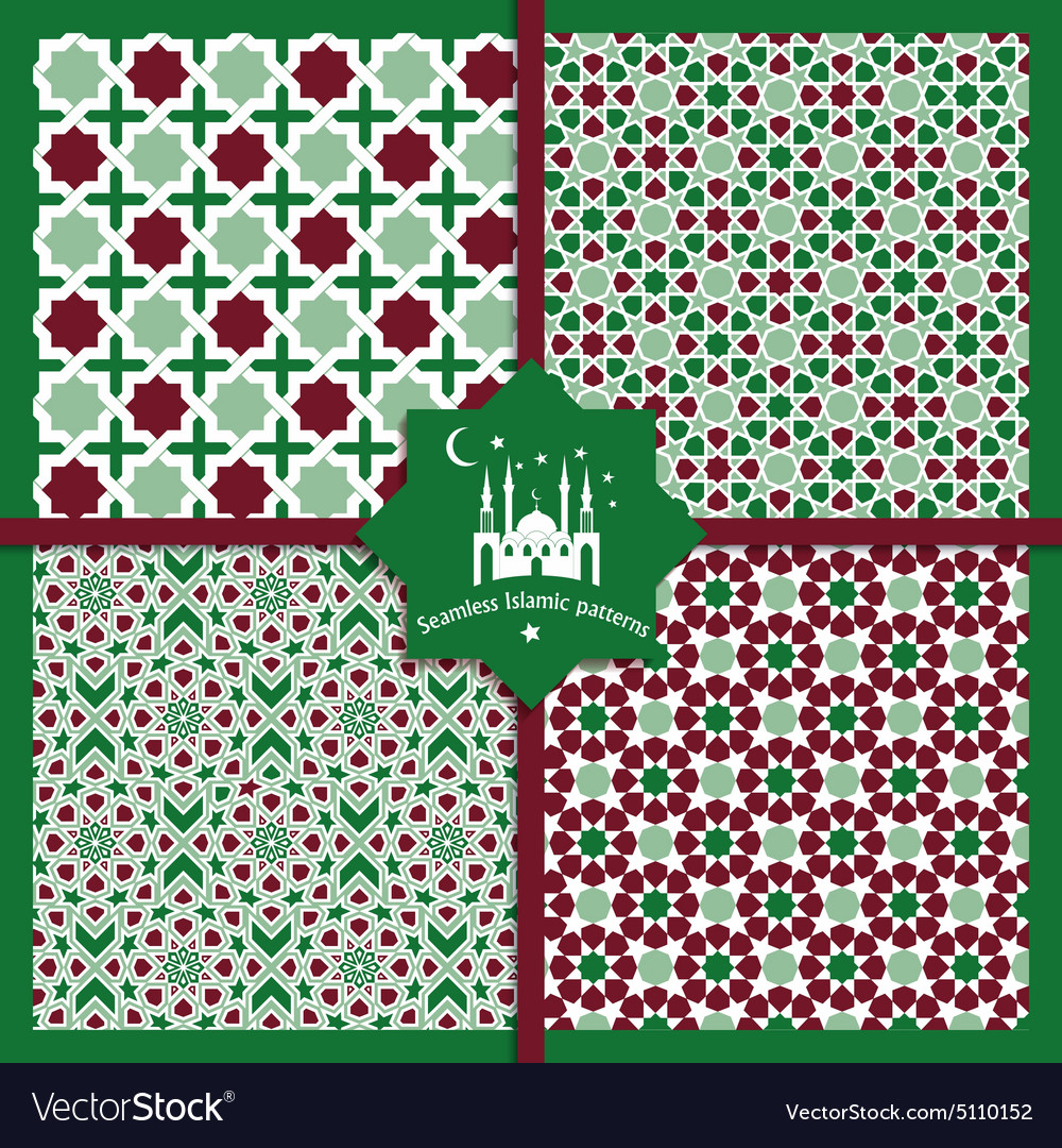 Seamless islamic color patterns set Royalty Free Vector