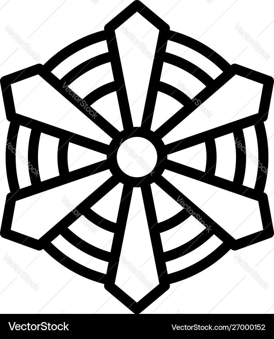 Six blade fan icon outline style Royalty Free Vector Image