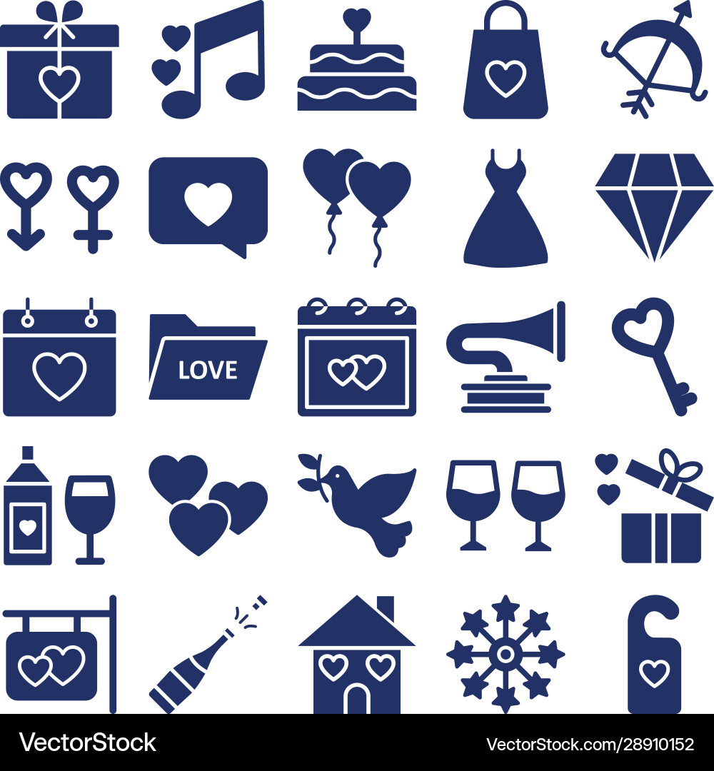 Valentine day isolated icons set every sin Vector Image