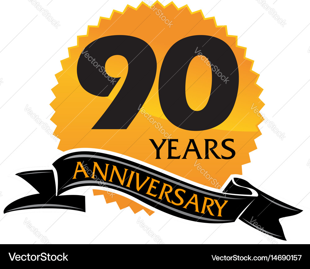 90 years ribbon anniversary Royalty Free Vector Image