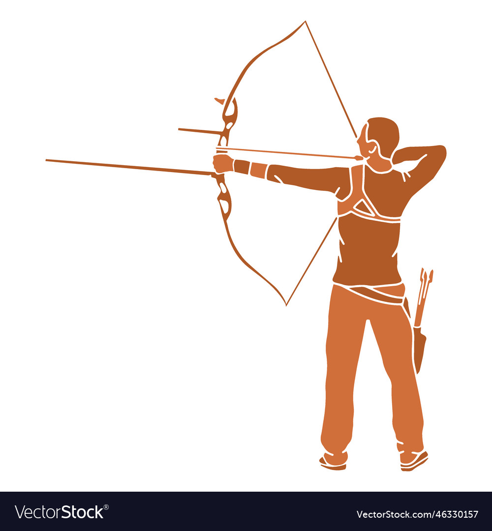 Archery man back flat Royalty Free Vector Image