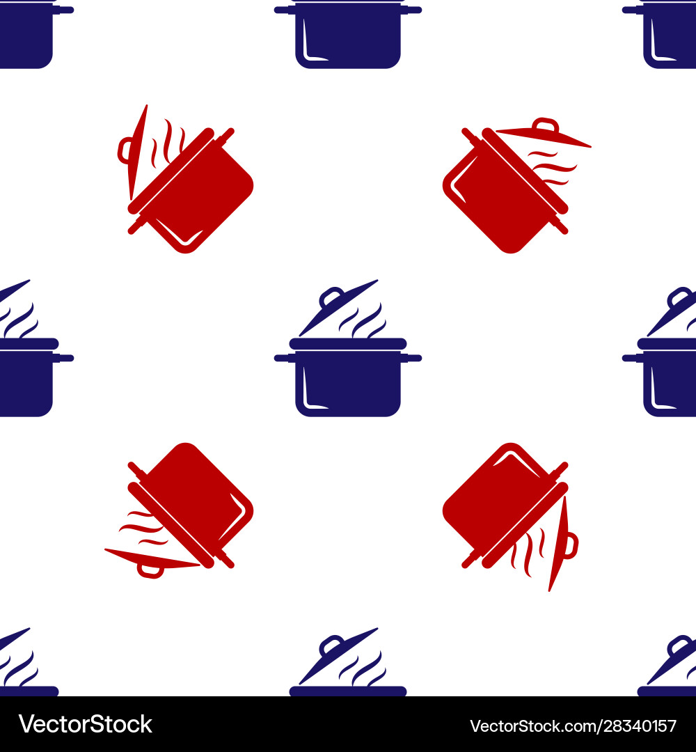 Blue and red cooking pot icon isolated seamless Vector Image