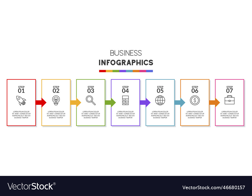 Infographics design template and icons with 7 Vector Image