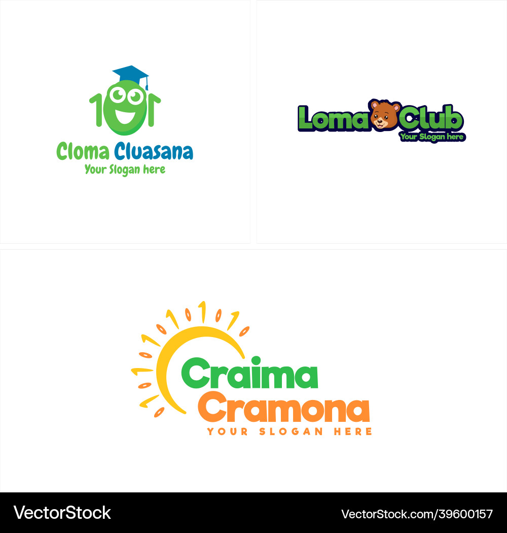 Kids education school logo design Royalty Free Vector Image