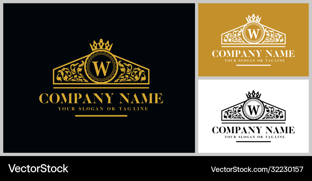Letter w logo design luxury gold Royalty Free Vector Image