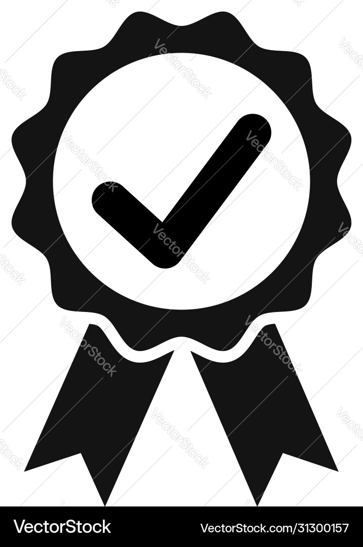 Medal icon with check mark award emblem symbol Vector Image