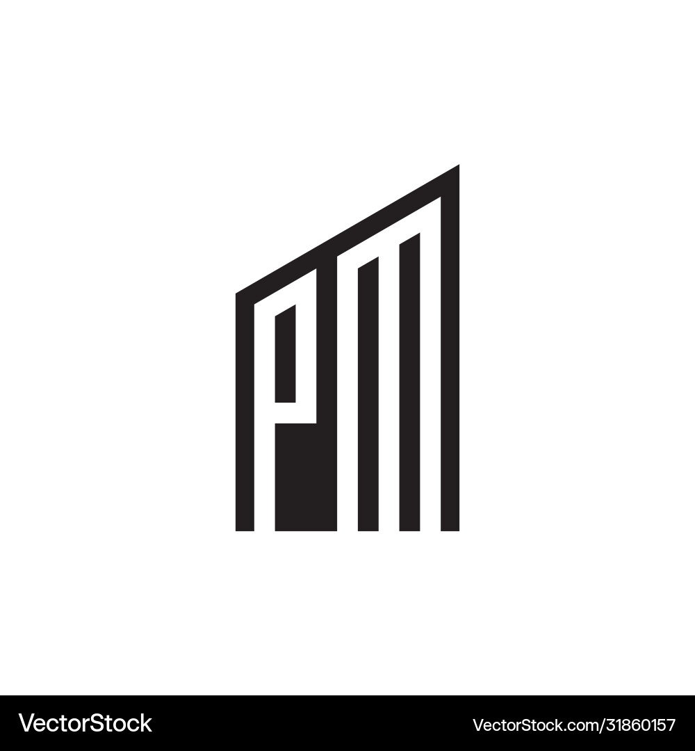 P m time building letter logo design concept Vector Image