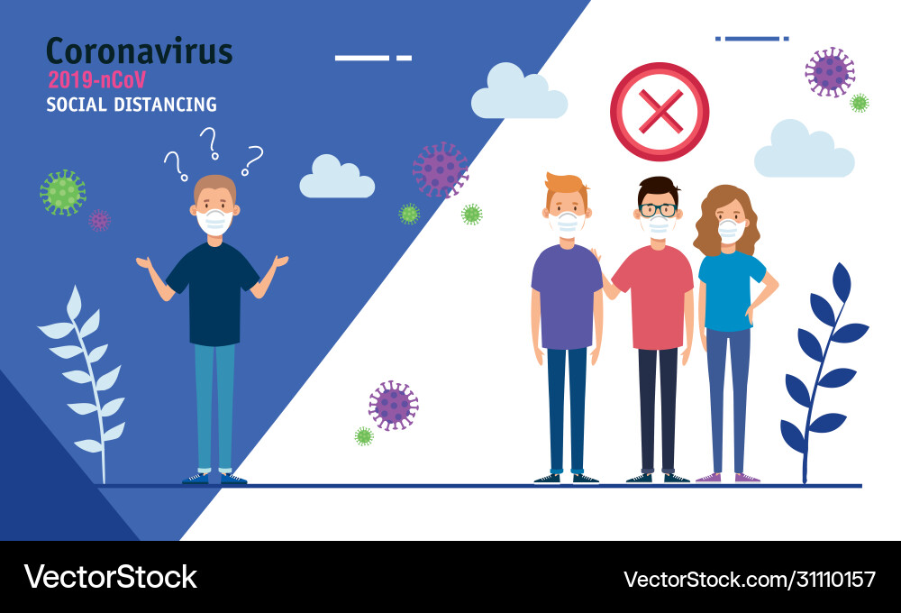 People using face mask for covid19 Royalty Free Vector Image