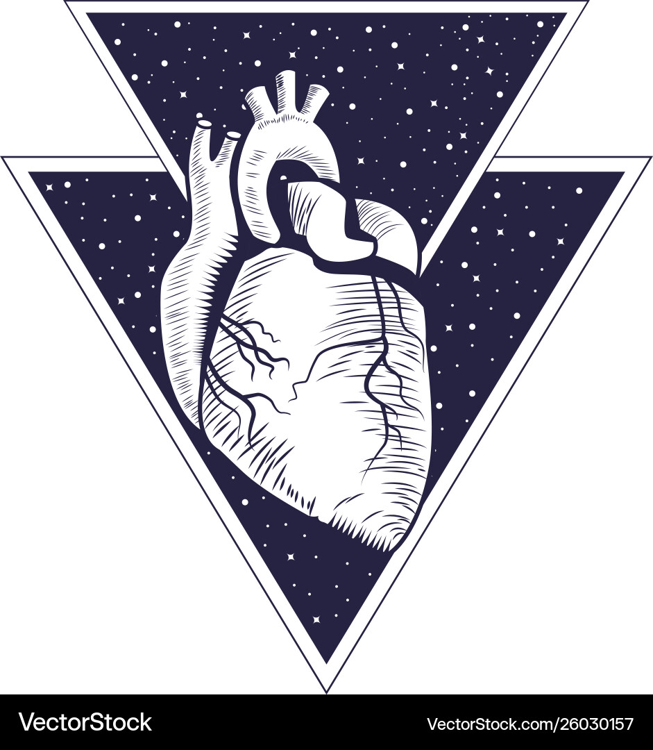 Realistic heart drawn tattoo icon Royalty Free Vector Image