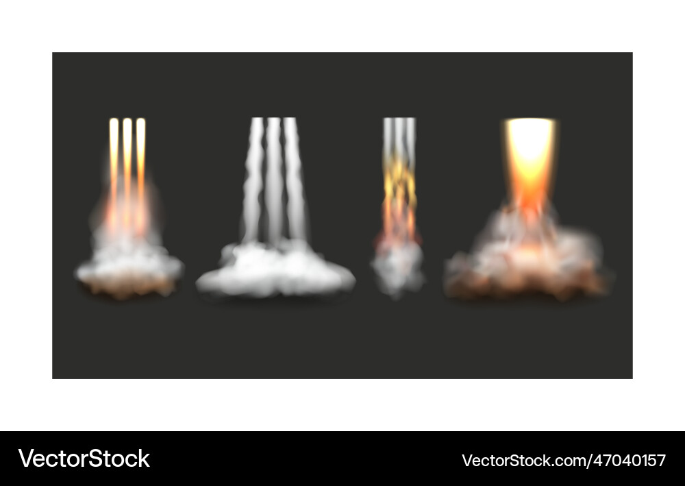 Rocket launch fire flame and smoke from space Vector Image
