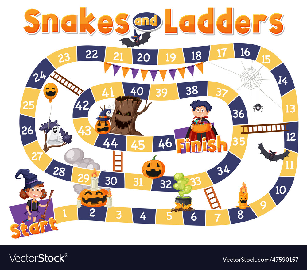 Snakes and ladders game template Royalty Free Vector Image