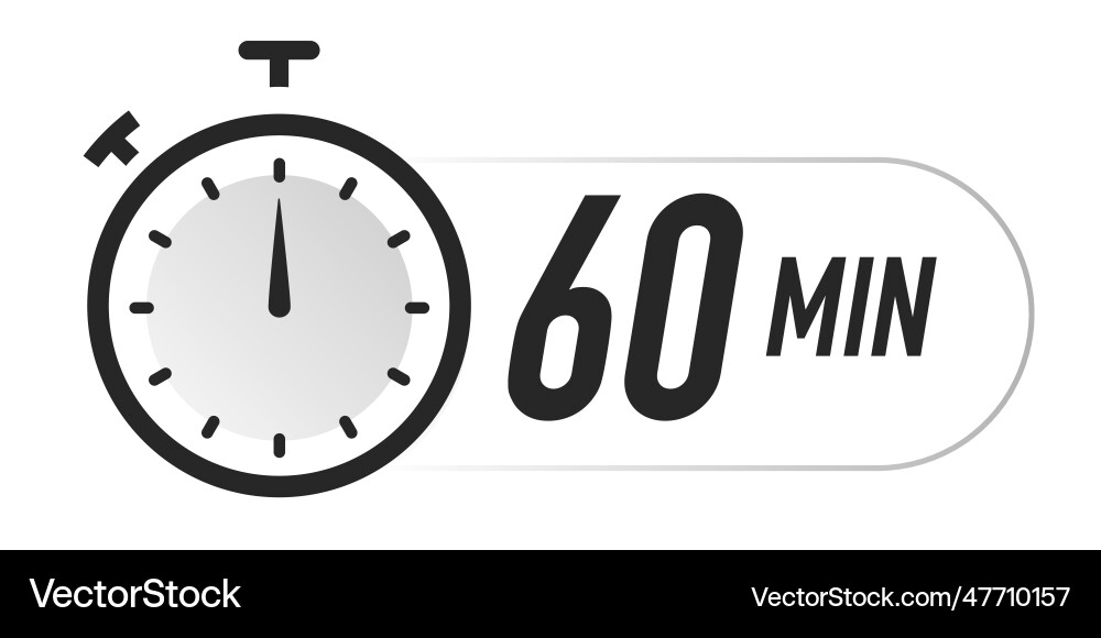Timer icon 60 minutes black color Royalty Free Vector Image